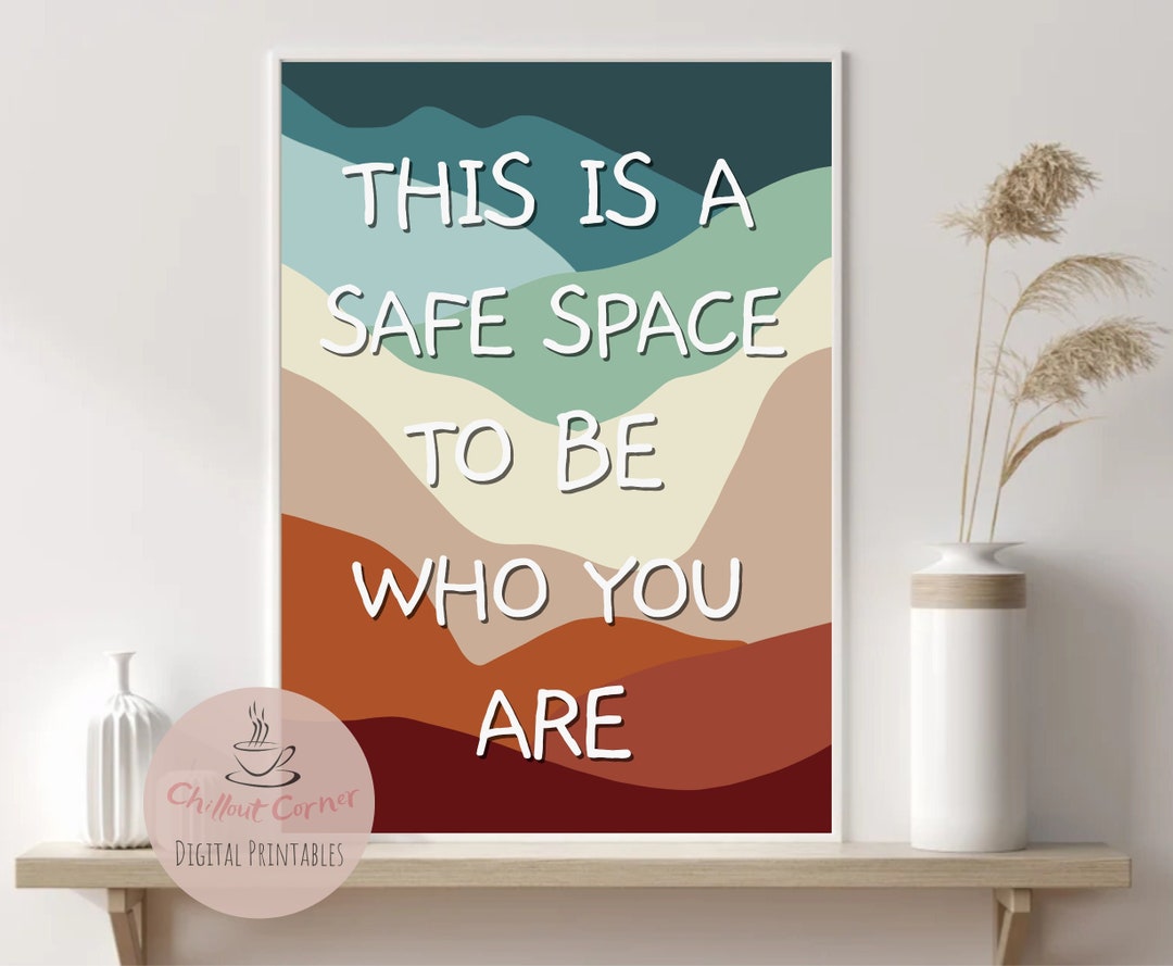 SAFE SPACE Mental Health Poster, Earth Tone Therapist Office Decor ...