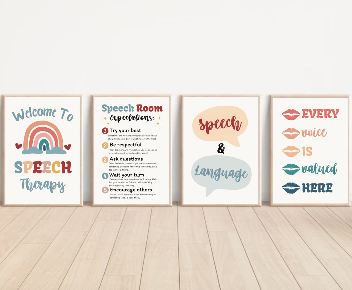 Speech Therapy Wall Decor Bundle of 4 Speech Room Set of 4 - Etsy