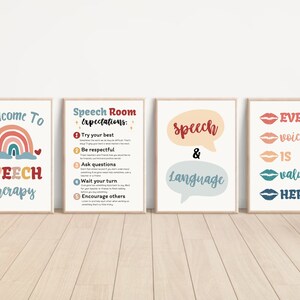 Speech Therapy Wall Decor Bundle of 4, Speech Room Set of 4 Prints ...