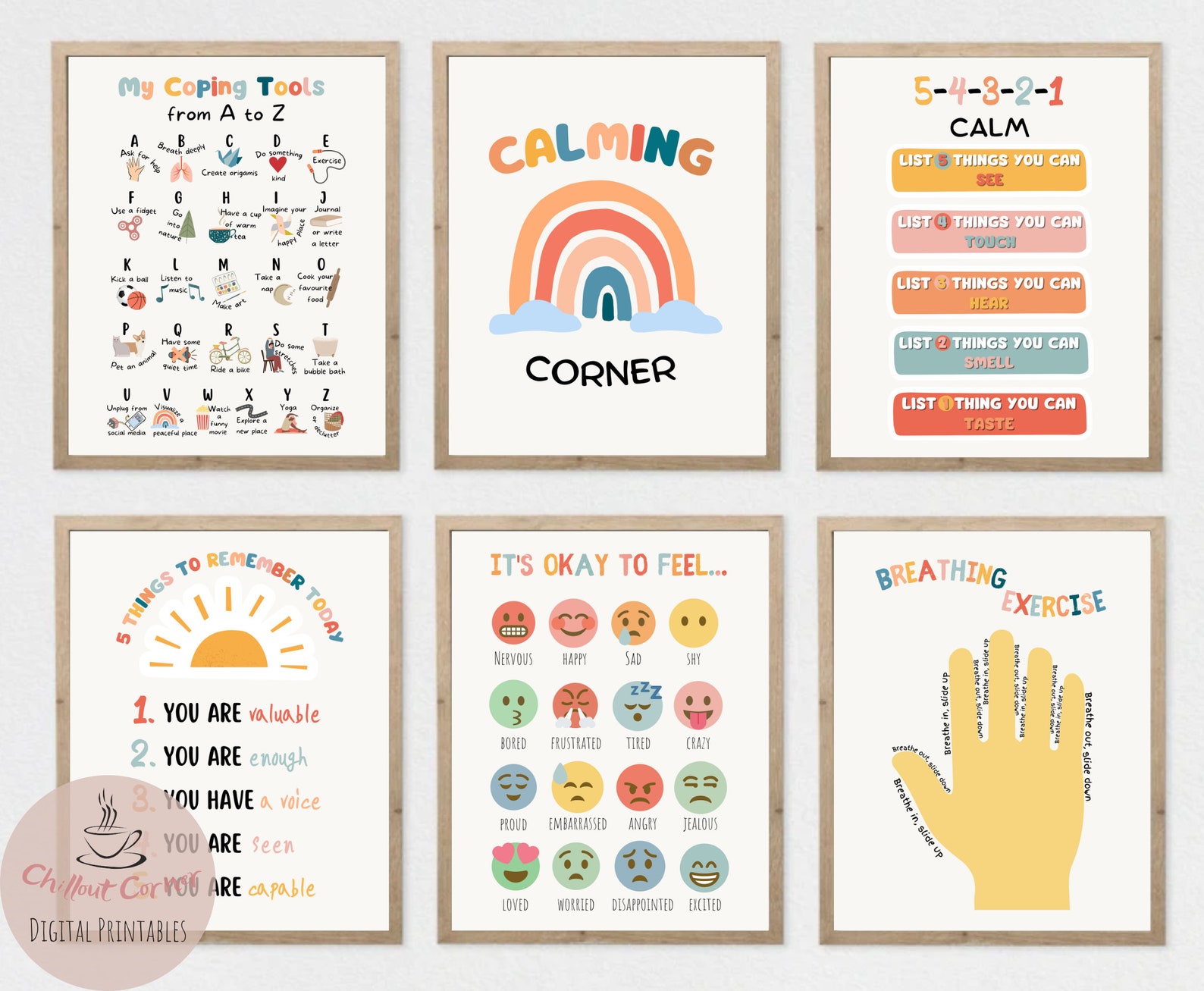 Set of 6 Calming Corner Posters Coping Techniques Wall Art - Etsy