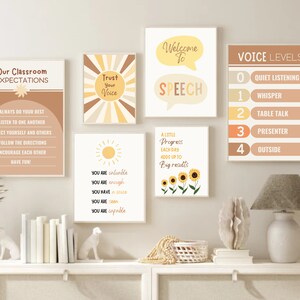 SERENITY Speech Room Decor Bundle, Set of 6 Boho Speech Therapy Wall ...
