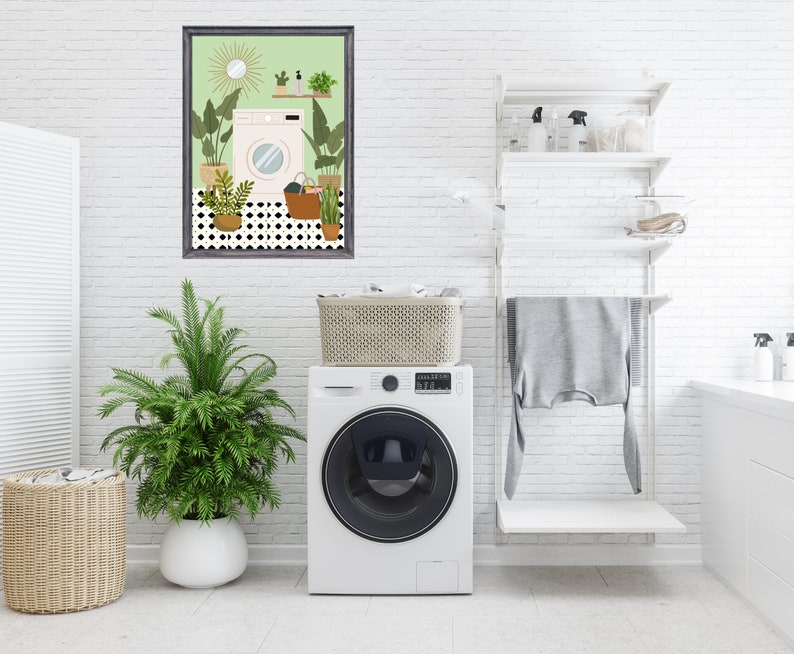 Botanical Laundry Print Boho Laundry Wall Art Tiled Floor - Etsy
