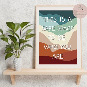 SAFE SPACE Mental Health Poster, Earth Tone Therapist Office Decor ...