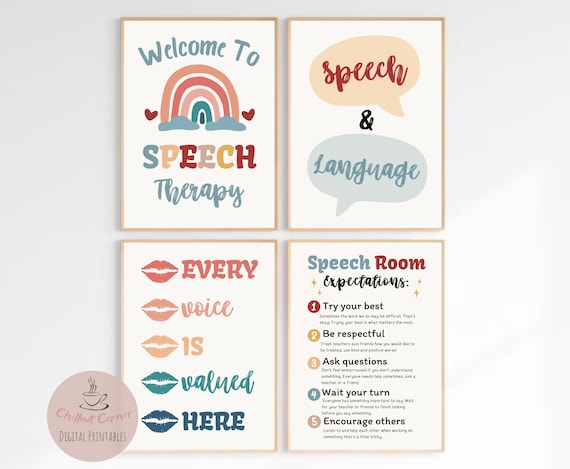 Speech Therapy Wall Decor Bundle of 4 Speech Room Set of 4 - Etsy