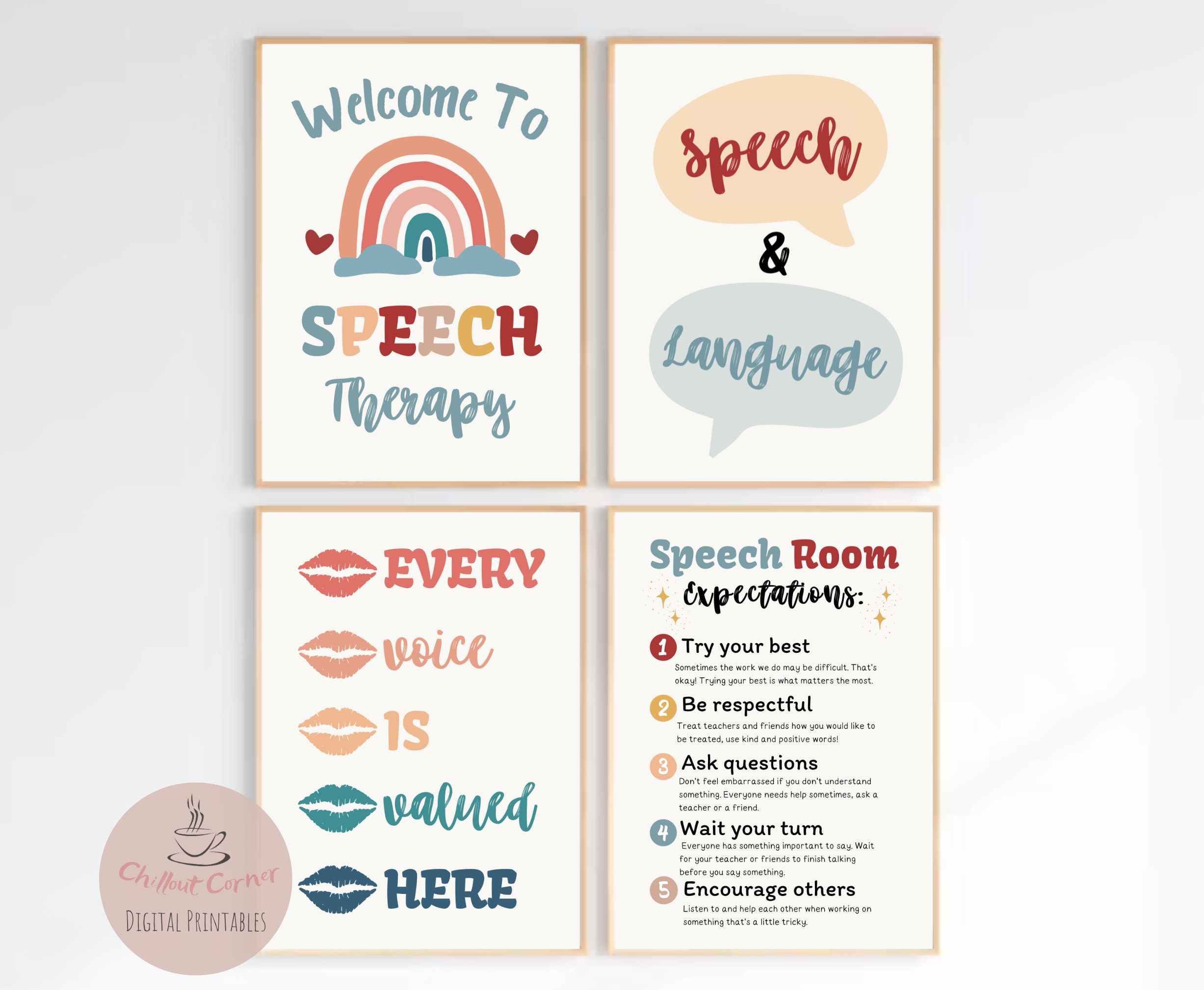 Speech Therapy Wall Decor Bundle of 4 Speech Room Set of 4 - Etsy