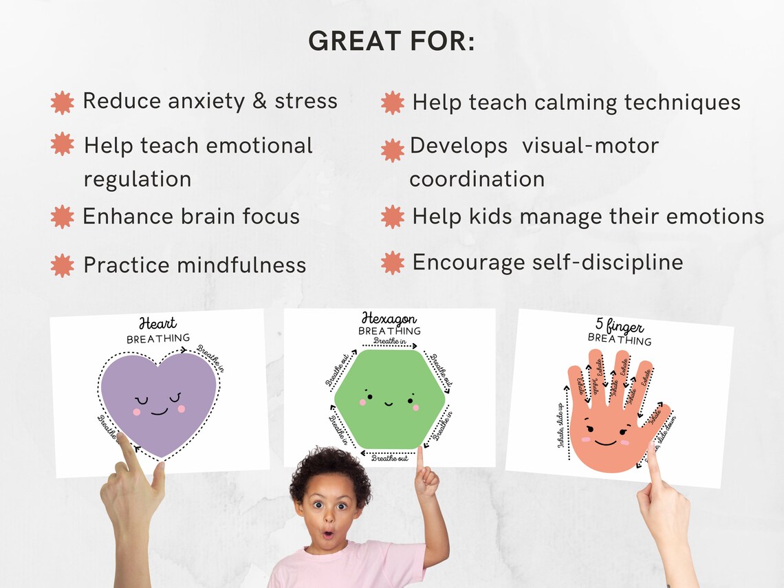 Shape Breathing Activities for Kids, Mindfulness Breathing, Finger ...