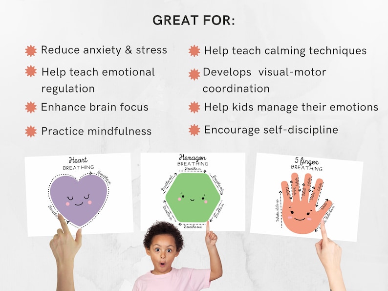Shape Breathing Activities for Kids, Mindfulness Breathing, Finger ...