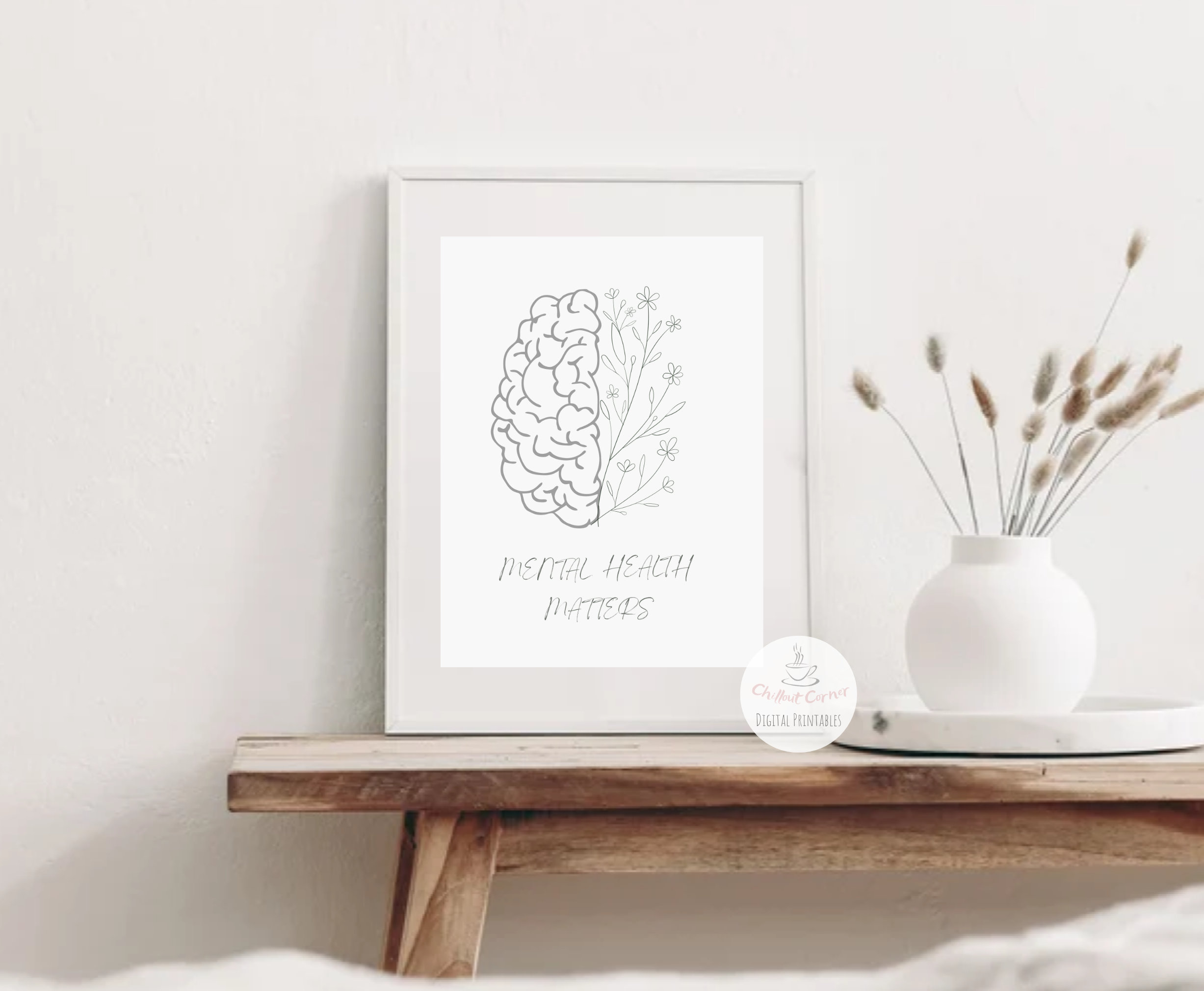 MENTAL Health MATTERS Brain Poster, Brain Art Flower Anatomy, Mental ...