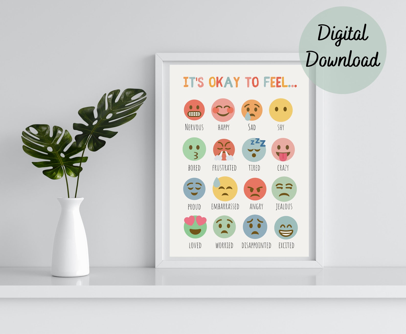 Rainbow Emoji Feelings Chart, It is Okay to Feel Poster, My Feelings ...