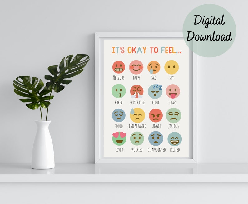 Rainbow Emoji Feelings Chart, It is Okay to Feel Poster, My Feelings ...