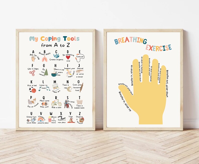 Set of 6 Calming Corner Posters, Coping Techniques Wall Art for Kids ...
