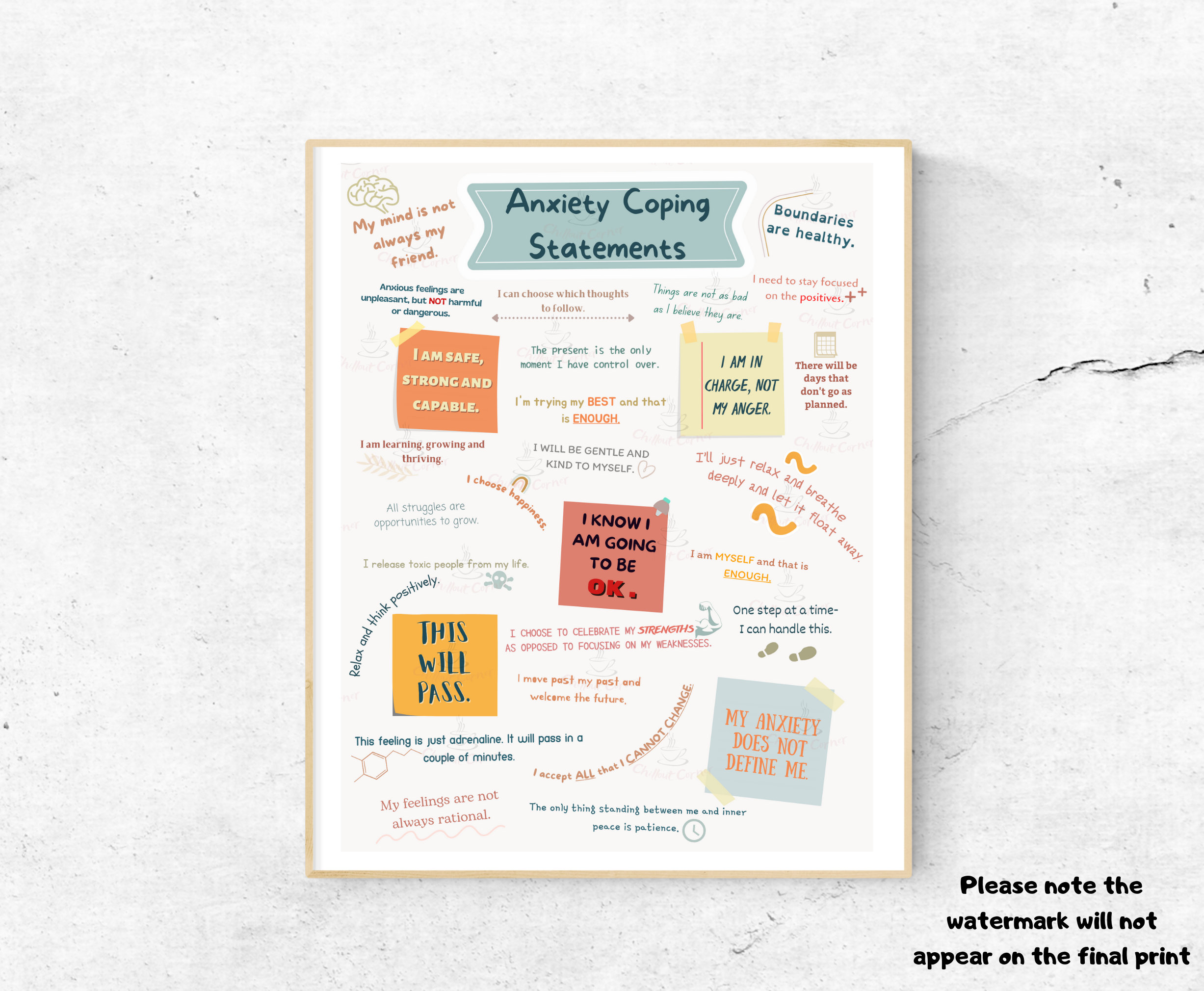 Anxiety Coping Statements Handout, Relief Affirmations for Teenagers ...