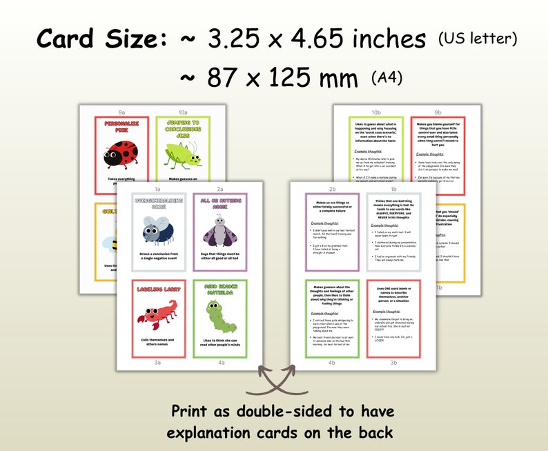 14 Thought Bug Flashcards for Kids, Automatic Negative Thoughts ...