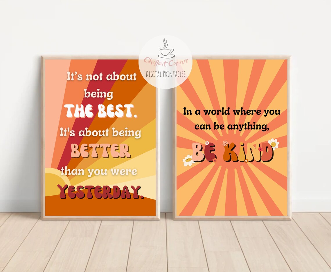 Set of 10 Retro Growth Mindset Poster, Groovy Classroom Display ...