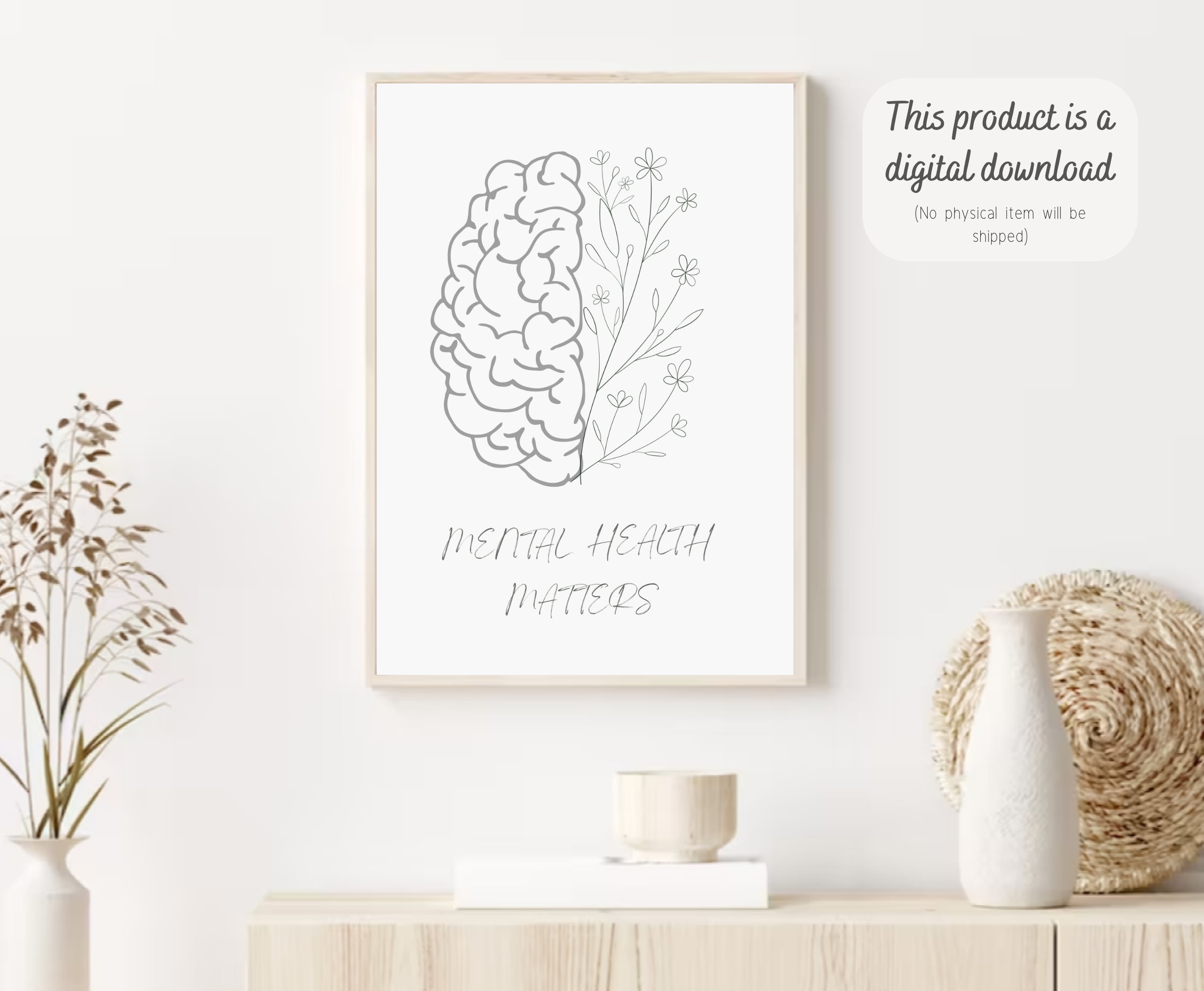 MENTAL Health MATTERS Brain Poster, Brain Art Flower Anatomy, Mental ...