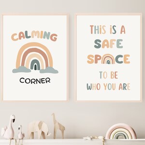 Set of 16 Soft Boho Calming Corner Posters, Coping Techniques Wall Art ...