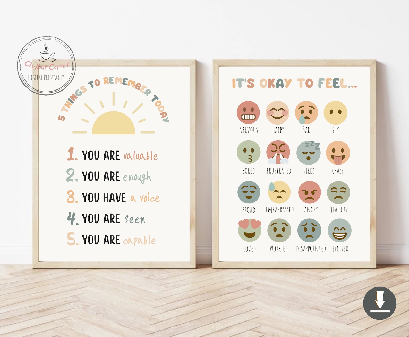 Set of 6 Soft Boho Calming Corner Posters, Coping Techniques Wall Art ...