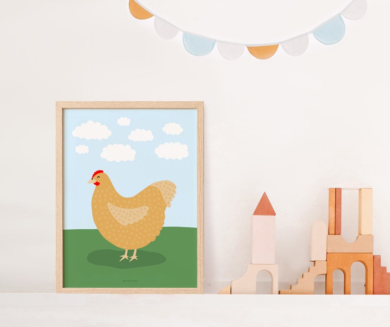 Buff Orpington Chicken Illustration, Cute Chicken Kids Artwork, Chicken ...