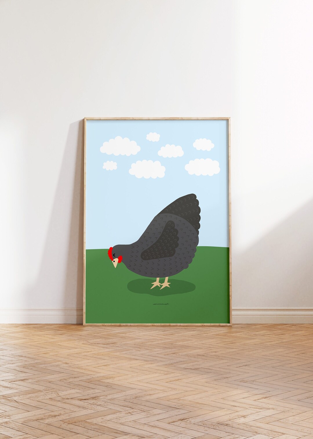 Blue Orpington Chicken Illustration, Cute Chicken Kids Artwork, Chicken ...