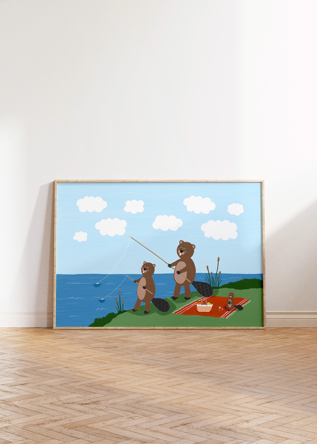 Beavers Fishing Art Print: Kids Nursery Wall Decor - Etsy