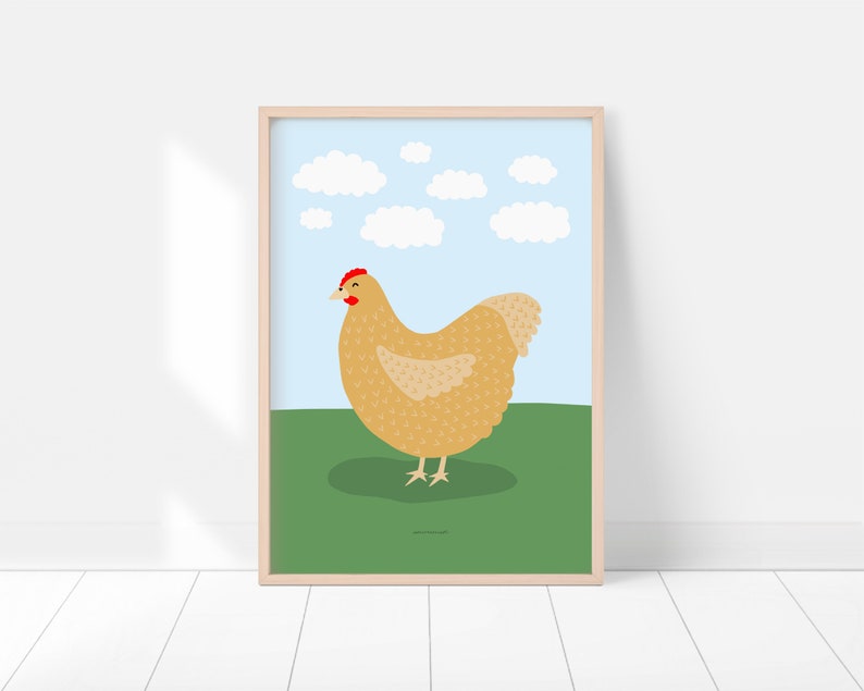 Buff Orpington Chicken Illustration, Cute Chicken Kids Artwork, Chicken ...