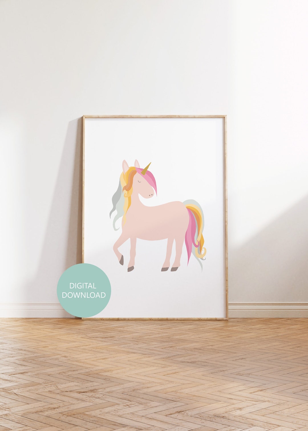 Bright Unicorn Printable Artwork, Girls Fairy Bedroom Decor, Unicorn ...