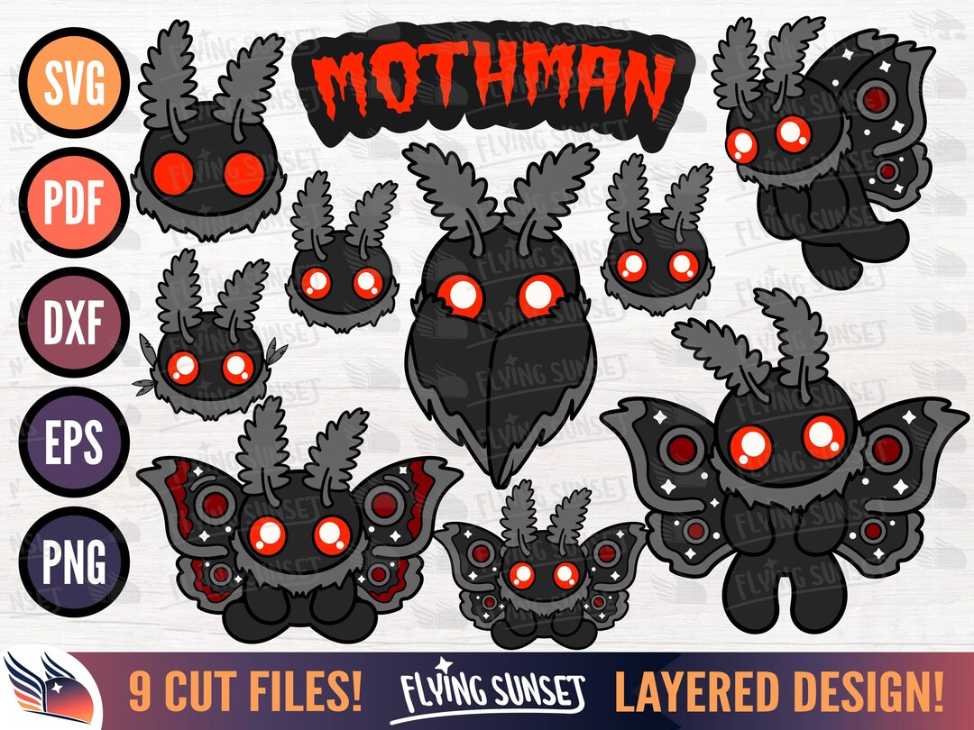 Cute Mothman Cryptid SVG, Mothman Clipart Cut Files, Kawaii Cricut PNG ...