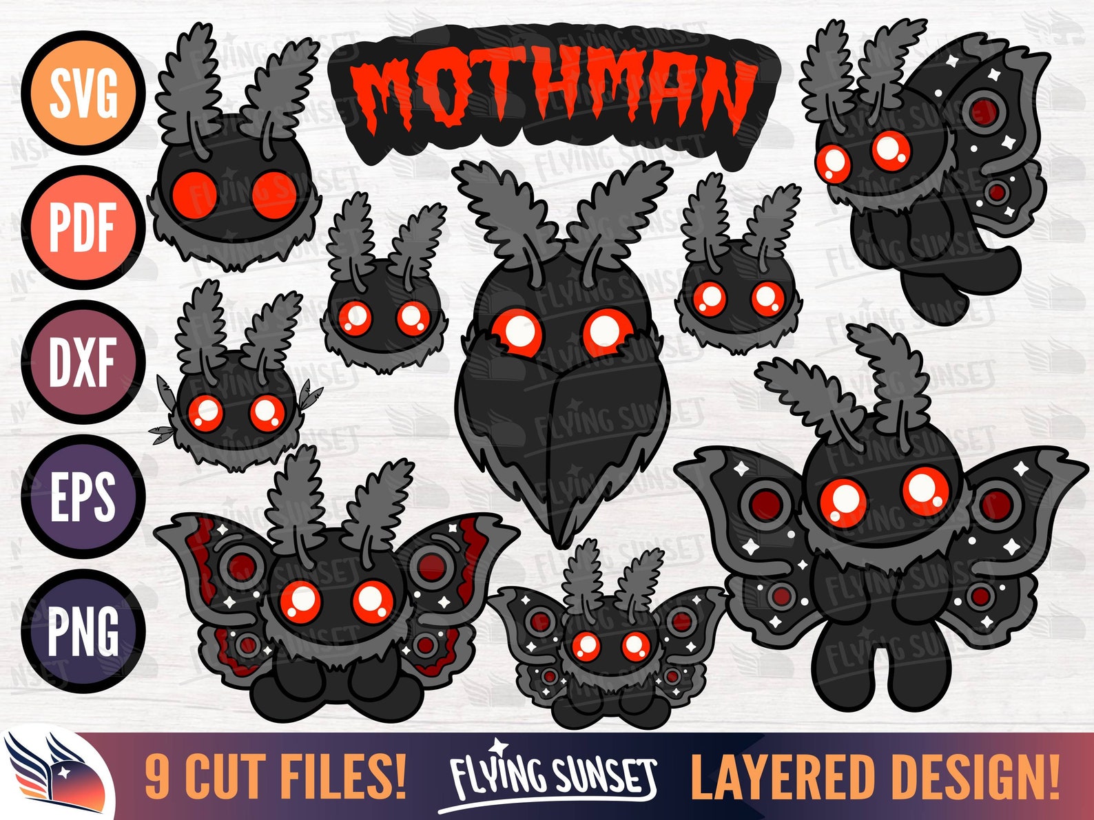 Cute Mothman Cryptid SVG Mothman Clipart Cut Files Kawaii - Etsy