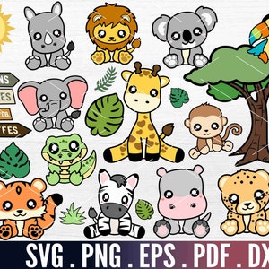 Jungle Animal Clipart SVG PNG, Layered Safari Animal Cut File, Zoo ...