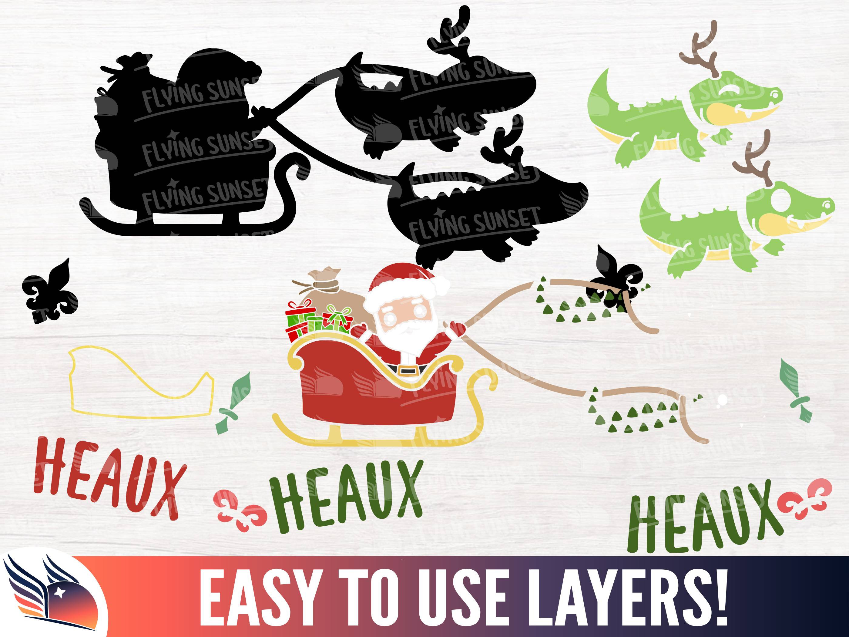 Cajun Christmas SVG PNG, Heaux Heaux, Southern Santa Clipart, Kawaii ...