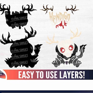 Cute Wendigo SVG Clipart, Kawaii Wendigo PNG Bundle, Cryptid Cut File ...