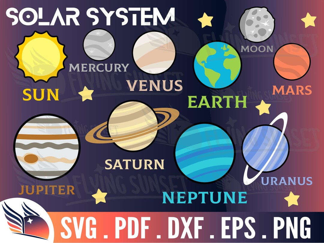 Solar System SVG Planets Svg Outer Space Clipart Jupiter - Etsy