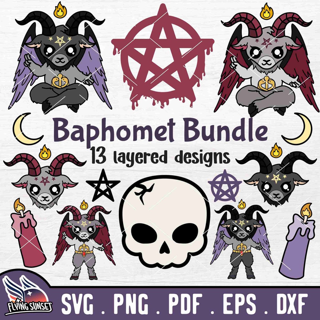 Cute Baphomet SVG Bundle, Baphomet Clipart, Cryptid PNG, Cricut Cut ...