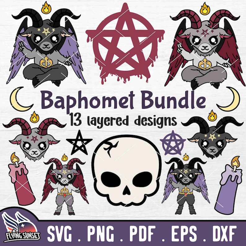 Cute Baphomet SVG Bundle, Baphomet Clipart, Cryptid PNG, Cricut Cut ...