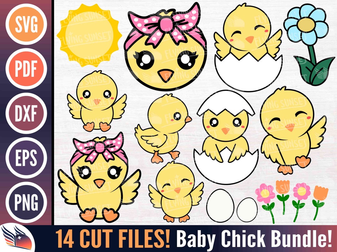 Buy Chick Hatching SVG PNG, Cute Kawaii Chicken Clipart, Baby Hen ...