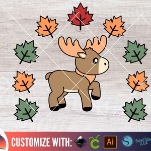 Cute Moose SVG Baby Moose Svg Moose Clipart Kawaii Moose - Etsy
