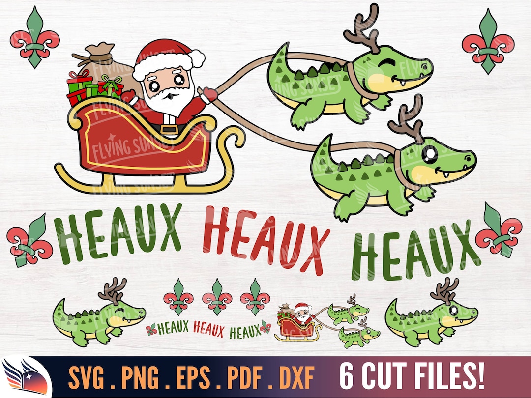 Cajun Christmas SVG PNG, Heaux Heaux, Southern Santa Clipart, Kawaii ...