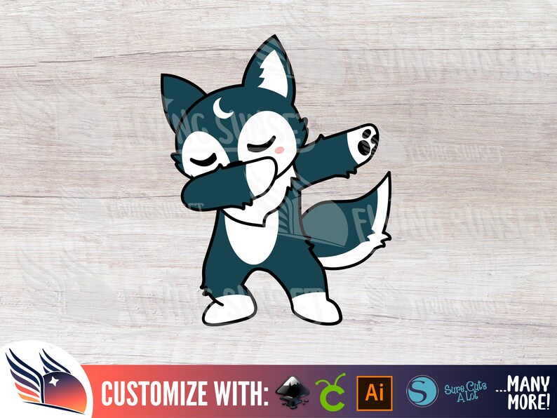 Cute Wolf SVG, Wolf Dabbing Cut File, Kawaii Wolf Clipart, Funny Animal ...