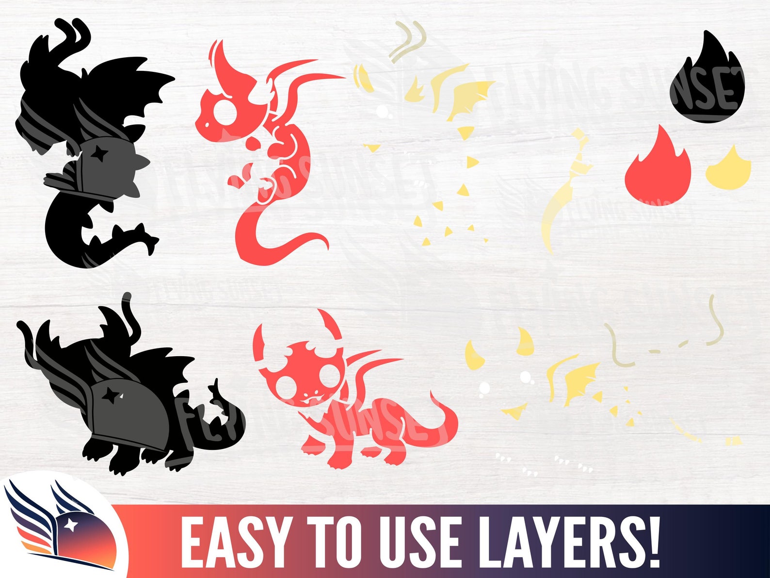 Cute Fire Dragon SVG Baby Dragon Clipart PNG Kawaii Dragon - Etsy