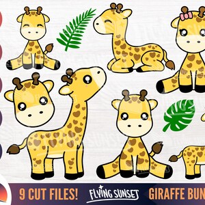 Cute Giraffe SVG, Baby Giraffe Clipart, Kawaii Safari Animal Bundle ...
