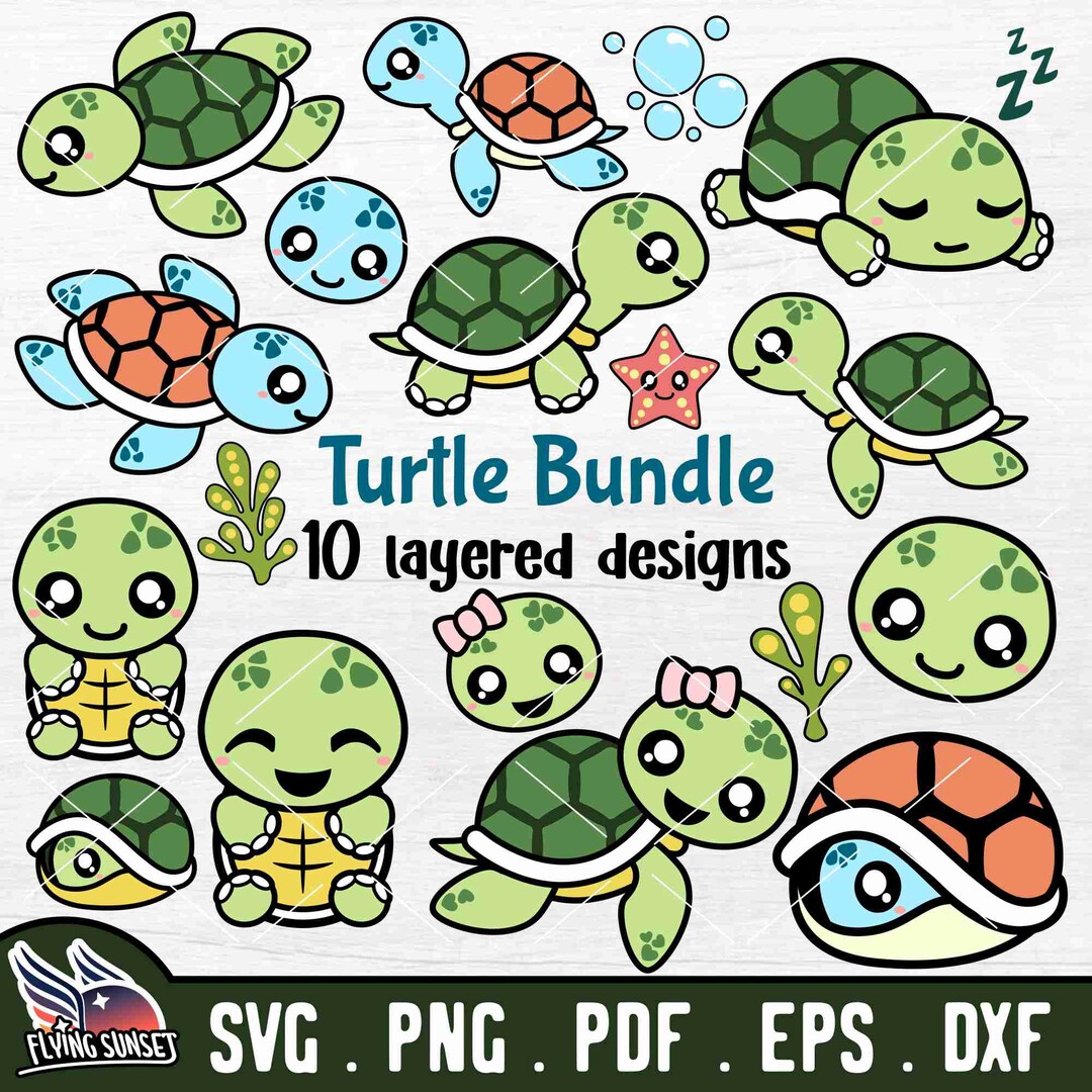 Cute Turtle SVG Sea Turtle Svg Baby Turtle Clipart Bundle - Etsy