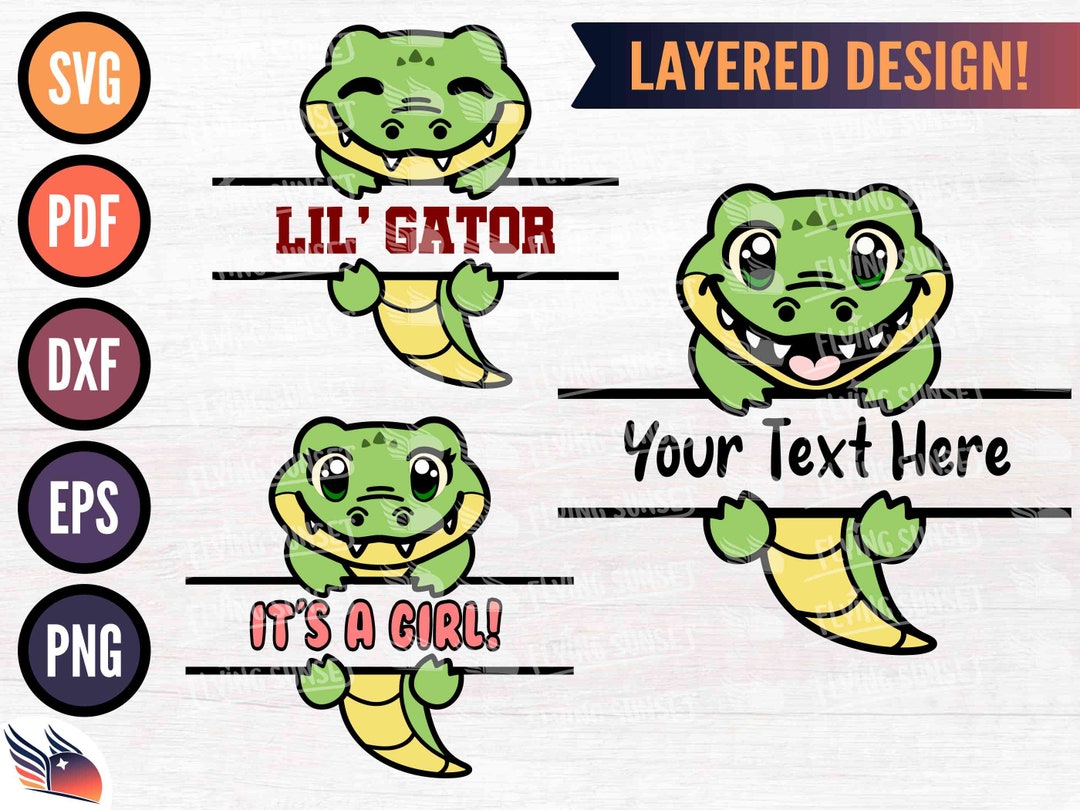 Cute Alligator Monogram SVG, Baby Crocodile PNG, Kawaii Gator Clipart ...