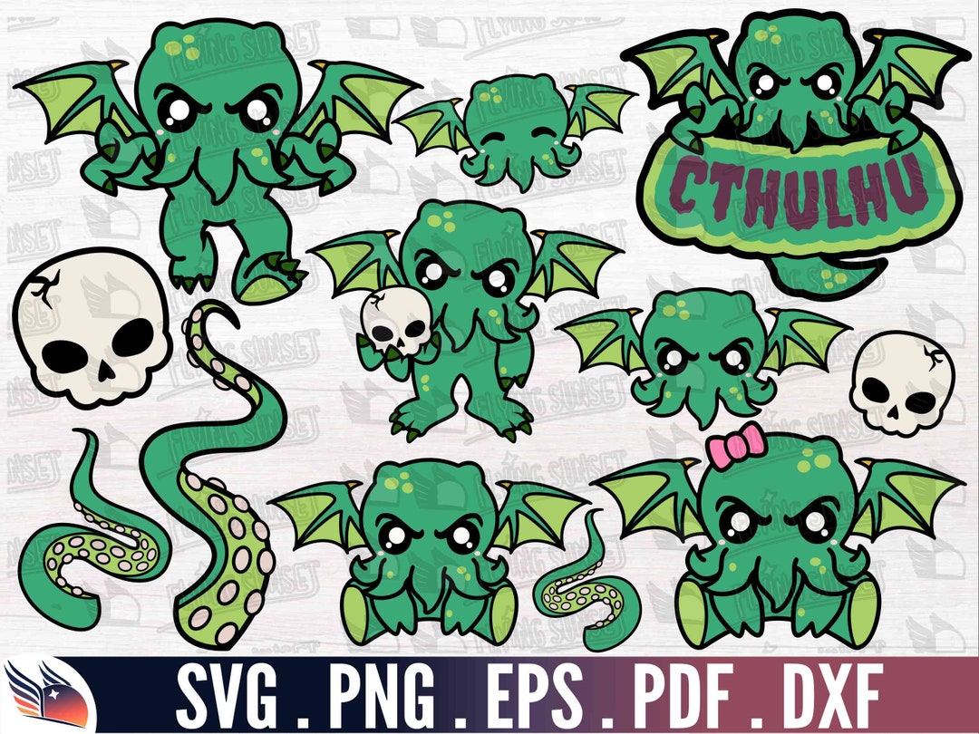 Cute Cthulhu SVG PNG Baby Cthulhu Clipart Fun Cryptid - Etsy