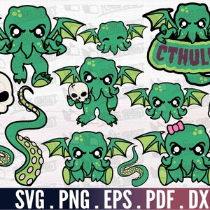 Cute Cthulhu SVG PNG, Baby Cthulhu Clipart, Fun Cryptid Sticker Decal ...