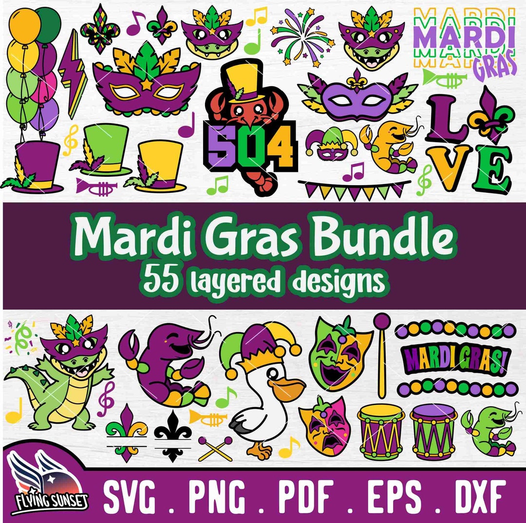 Mardi Gras SVG PNG, Cute Mardi Gras Clipart, Layered Fat Tuesday Cut ...