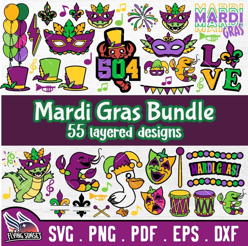 Mardi Gras SVG PNG, Cute Mardi Gras Clipart, Layered Fat Tuesday Cut ...