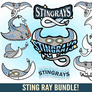 Cute Sting Ray Clipart SVG, Stingray PNG Bundle, Kawaii Ocean Animal Cut File, Sweet Manta Ray ...