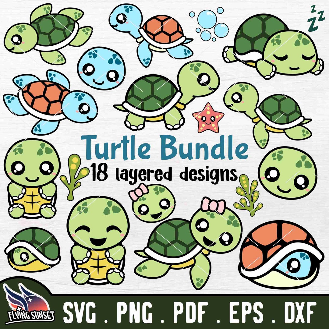 Cute Turtle SVG, Sea Turtle Svg, Baby Turtle Clipart Bundle, Tortoise ...