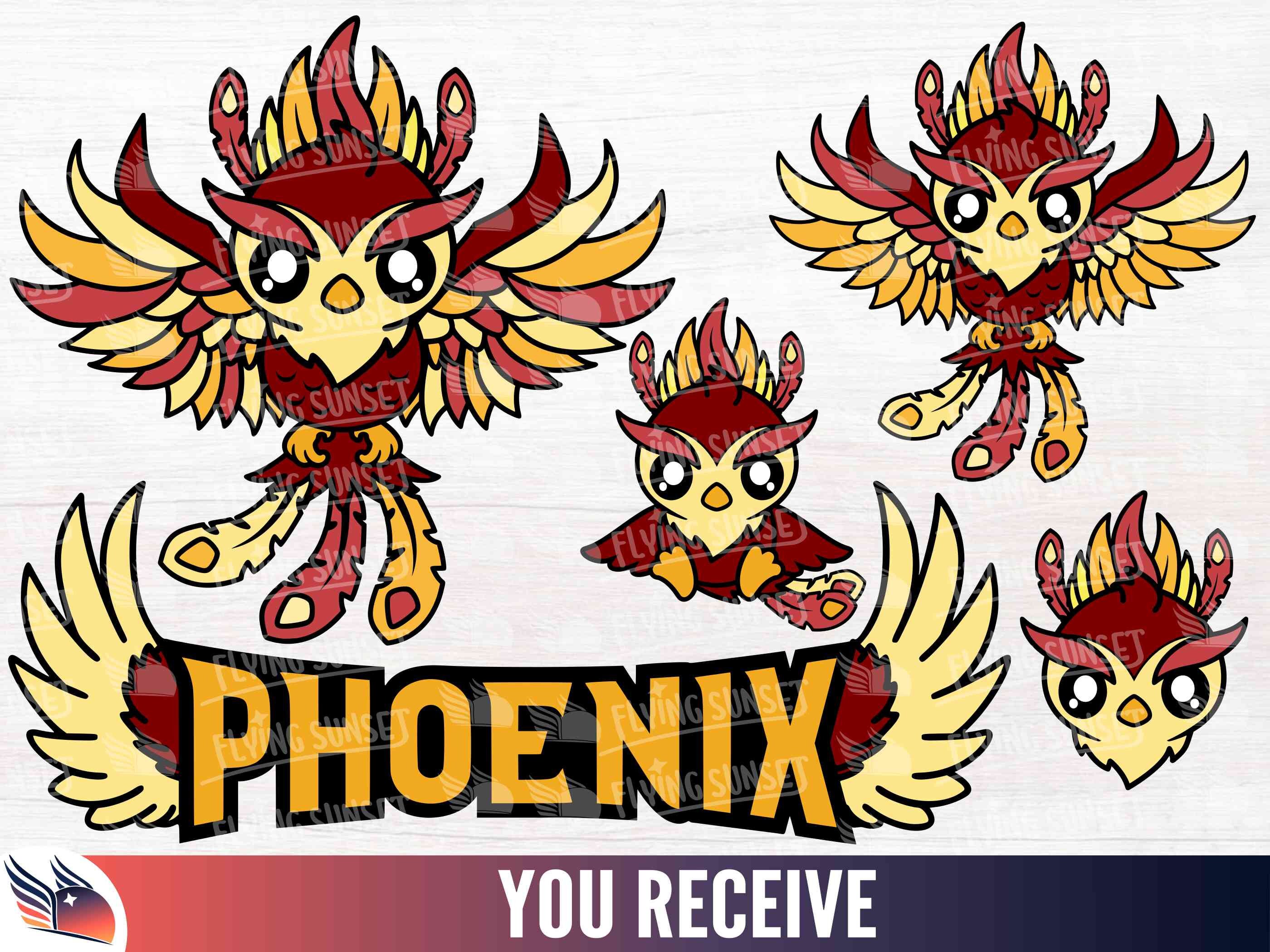 Cute Phoenix SVG PNG Bundle, Firebird Clipart, Layered Cricut Cut File ...