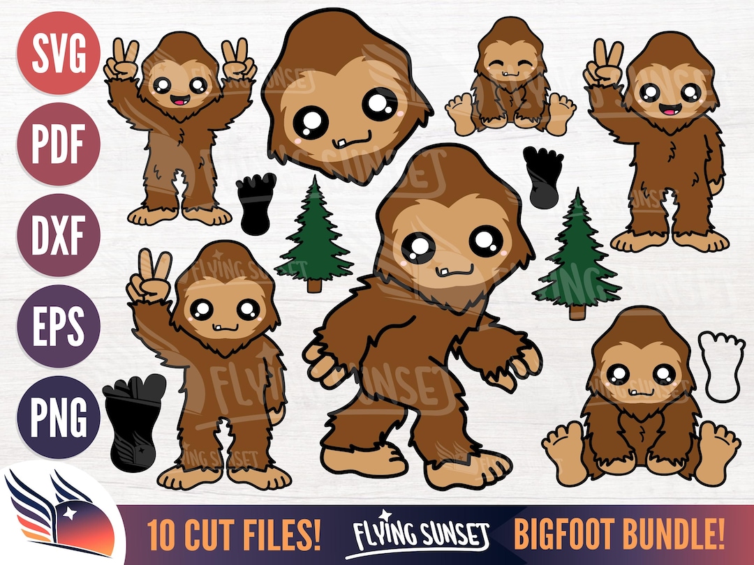 Cute Bigfoot SVG, Baby Bigfoot Clipart, Kawaii Cryptid Bundle, Little ...
